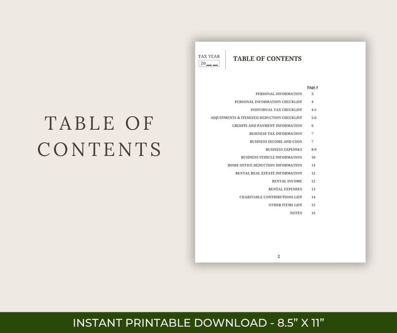 Tax Return Binder: Personal & Business Organizer (PDF Download) - Etsy