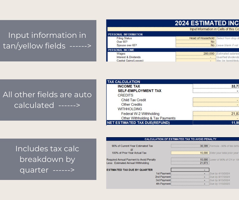 2024 Federal Income Tax Calculator: Excel & Google Sheets Template - Etsy