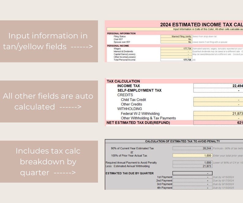 2024 Federal Income Tax Calculator: Excel & Google Sheets - Etsy