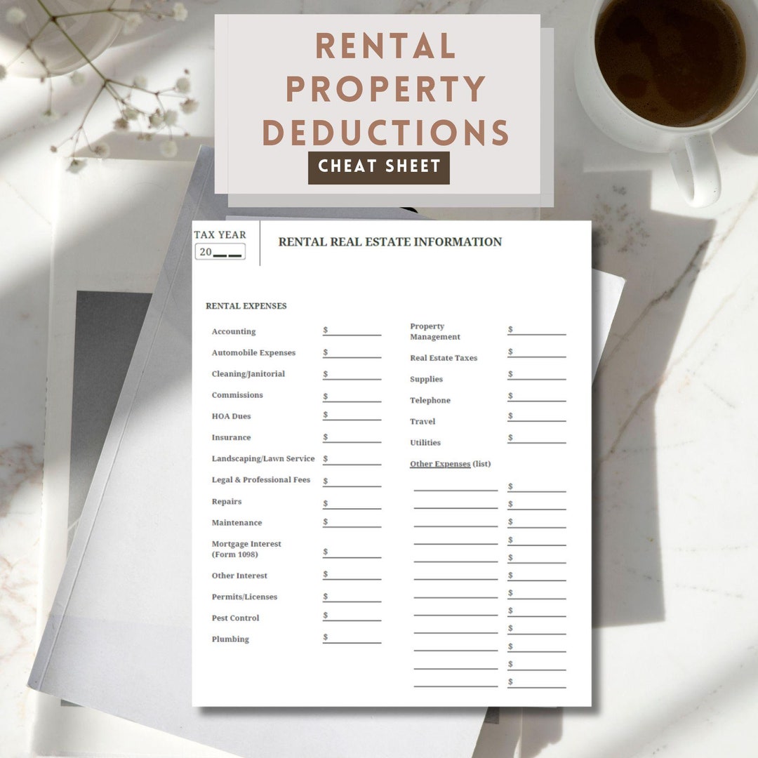 Rental Property Tax Deduction Tracker: Expense Cheat Sheet (PDF) - Etsy