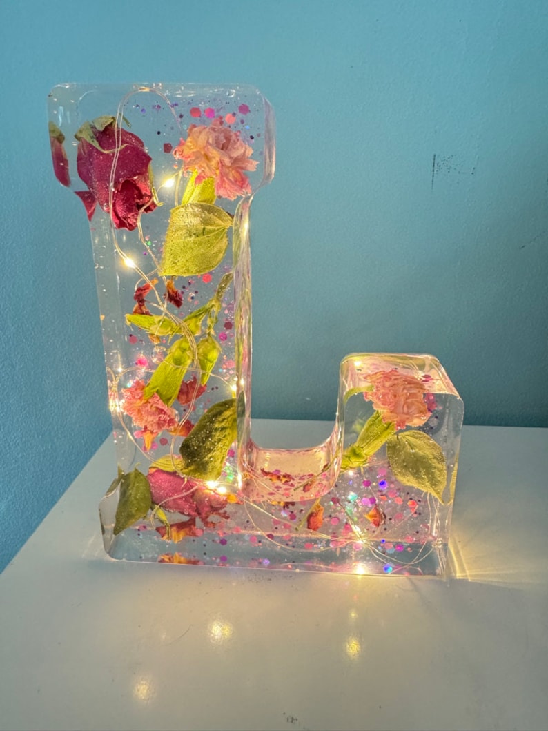 Stunning Personalised 6' High Floral Resin Letter Lamp. Weddings, Baby ...