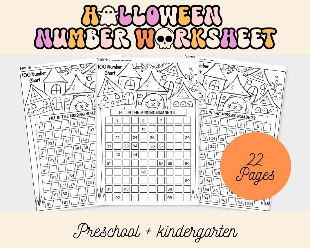 100 Number Chart Worksheet Homeschool and Preschool Printables 22-page ...