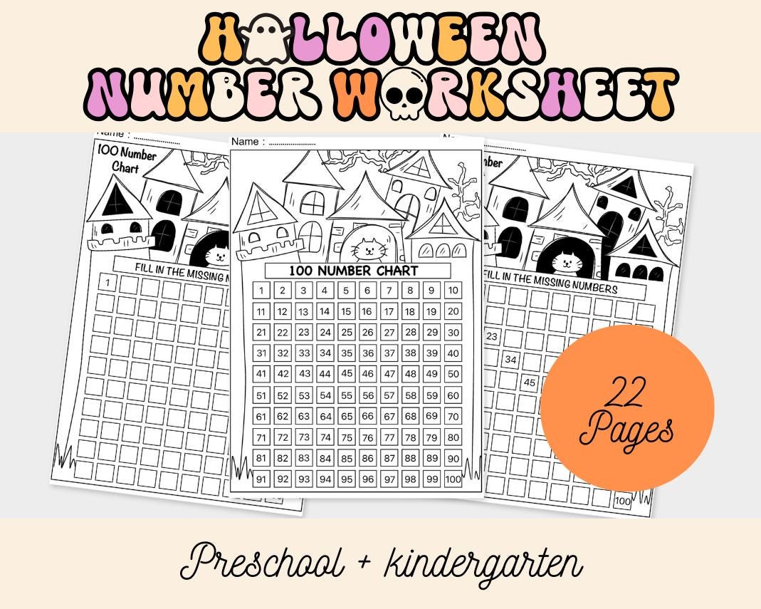 100 Number Chart Worksheet Homeschool and Preschool Printables 22-page ...
