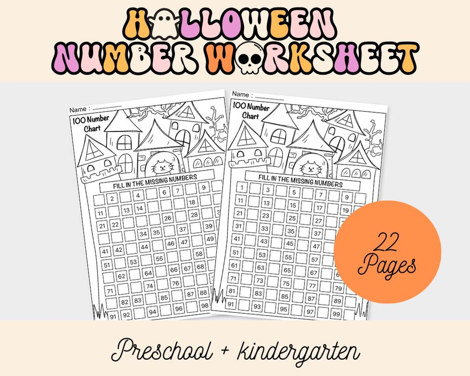 100 Number Chart Worksheet Homeschool and Preschool Printables 22-page ...
