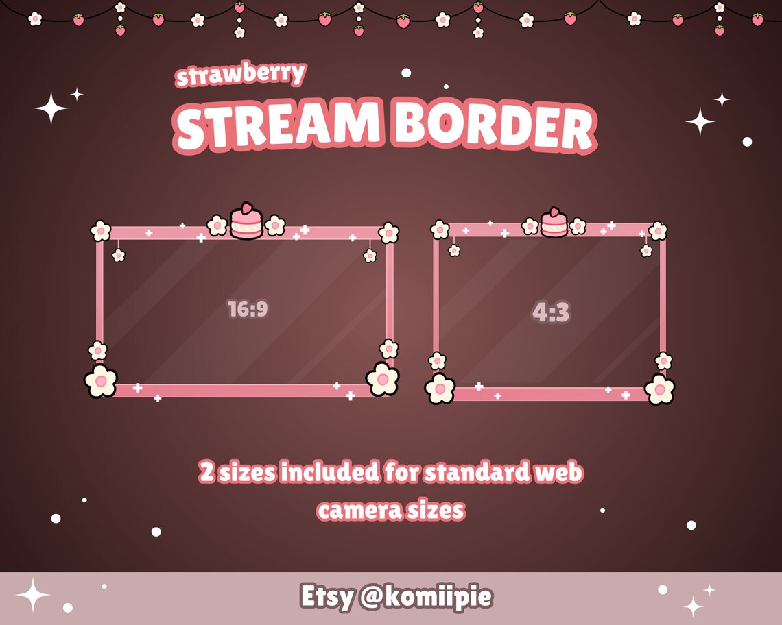 Cute Webcam Border Pink Stream Overlay Sakura Camera Frame Vtuber ...