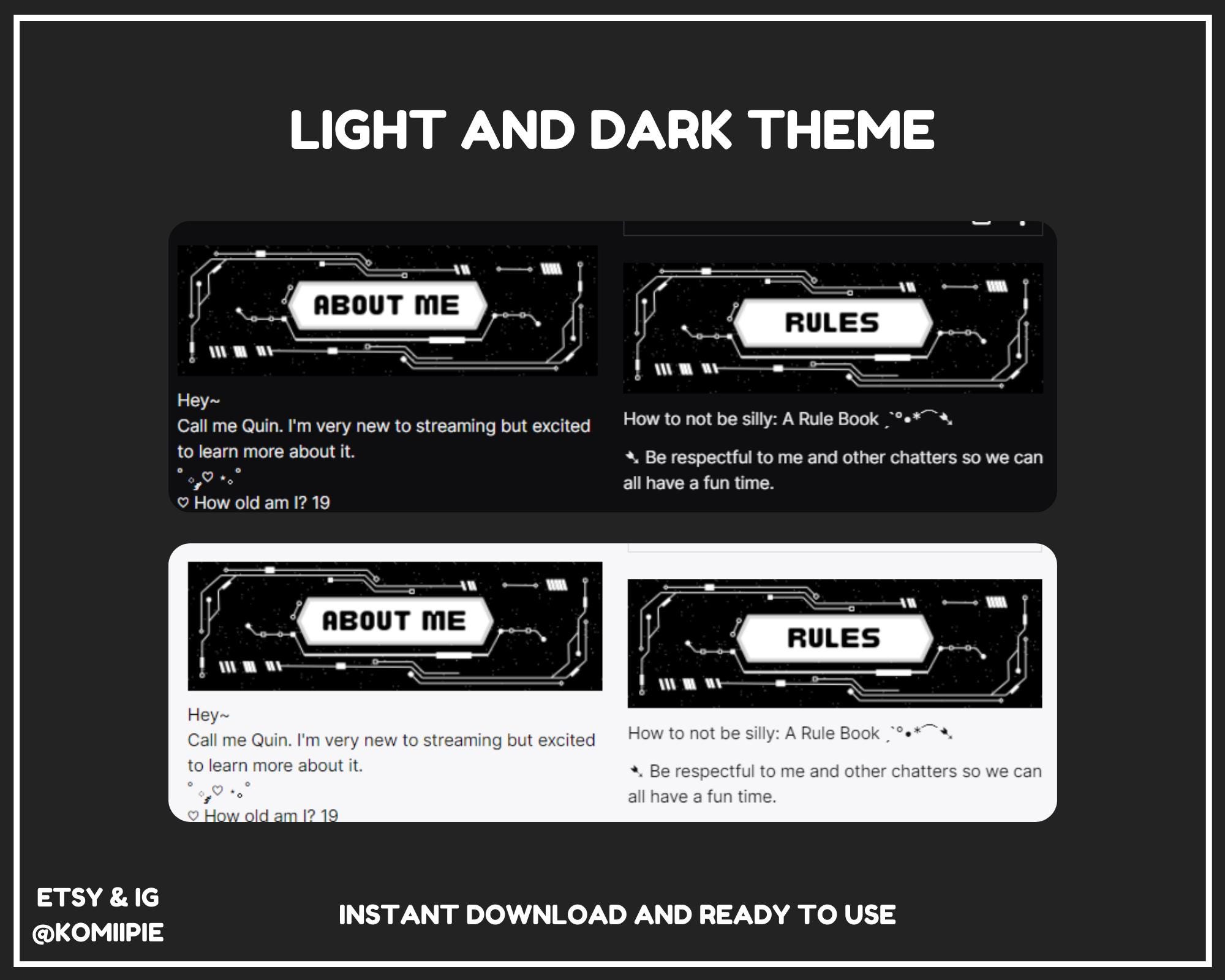 Cyber Twitch Panels Black and White Twitch Panels Simplistic Futuristic ...