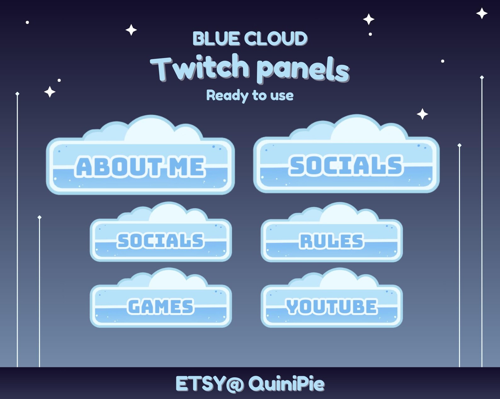 Cloud Twitch Panels Blue Cloud Twitch Panels Sky Cloud Panels for Twitch Steramers Pastel Blue ...