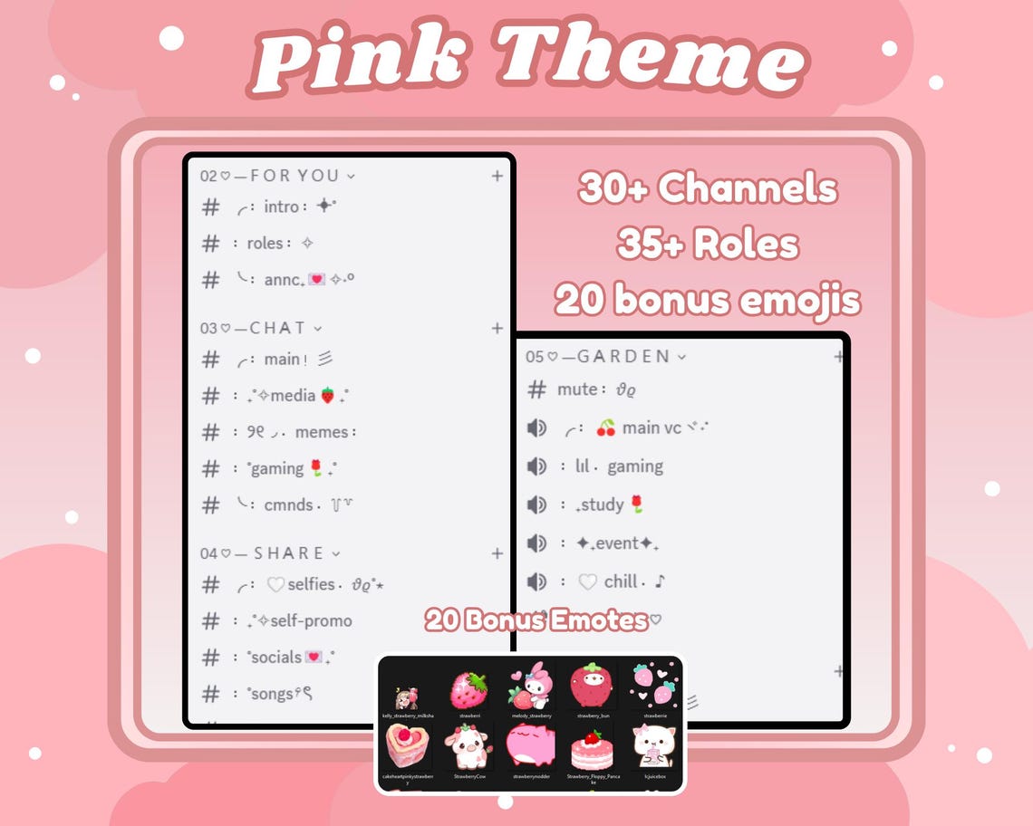 Pink Discord Server Template Cute Simple Community Discord Templates ...