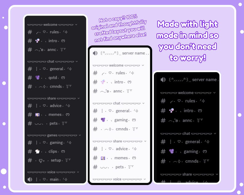 Purple Discord Server Template Dreamcore Aesthetic Starter Discord Cute ...