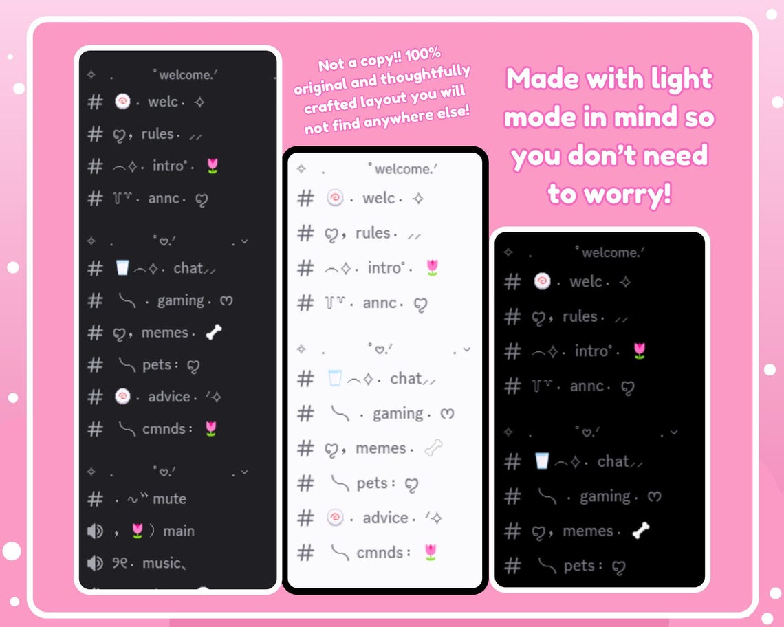 Cute Discord Server Template Kawaii Starter Discord Template Simple ...