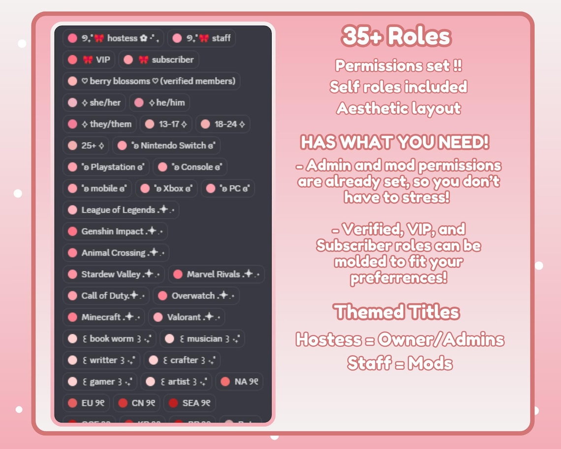 Pink Discord Server Template Cute Simple Community Discord Templates ...