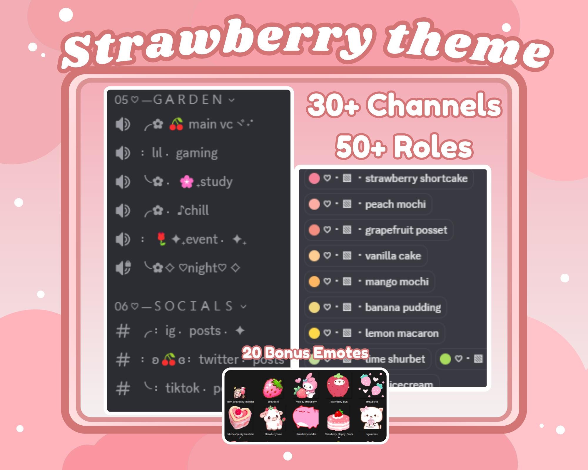 Pink Discord Server Template Cute Aesthetic Sakura Discord With Emojis ...