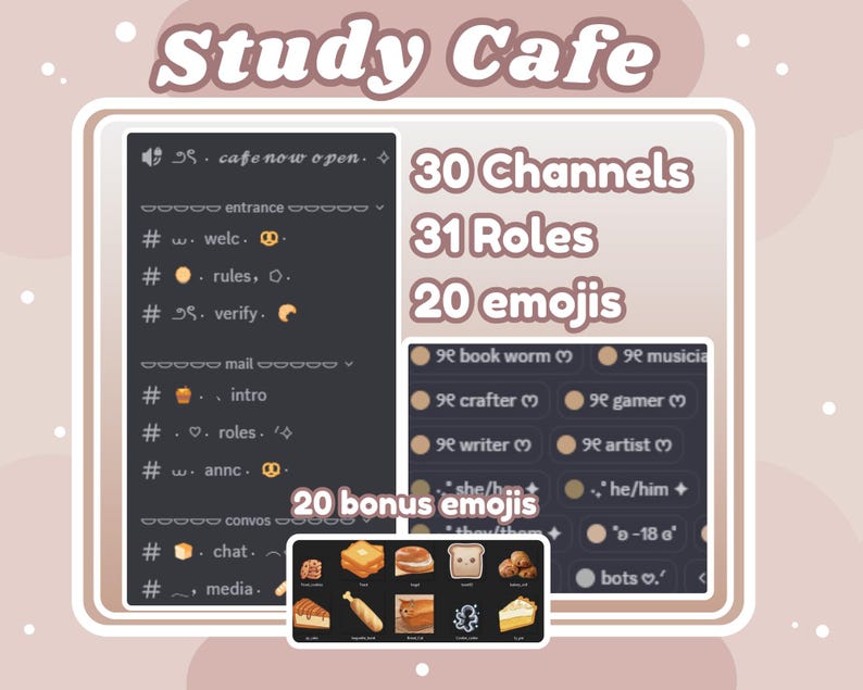 Aesthetic Discord Server Template for Students Cute Cafe Theme Discord ...