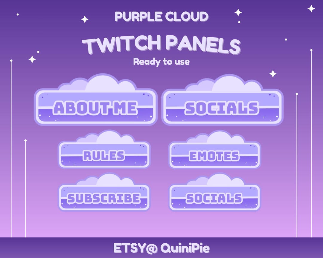 Purple Cloud Twitch Panels Simplistic and Affordable Stream Banners for ...