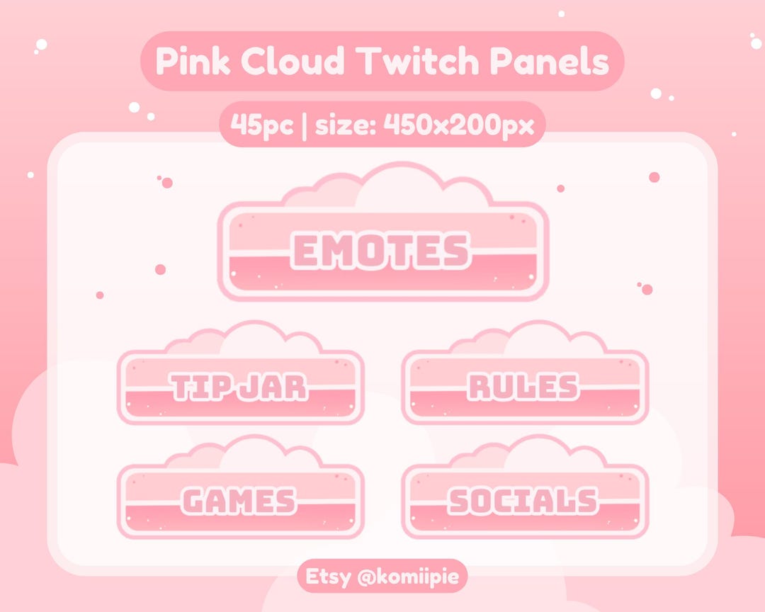 Pink Twitch Panels Cloud Twitch Panels Pastel Streamer Panels Pink ...