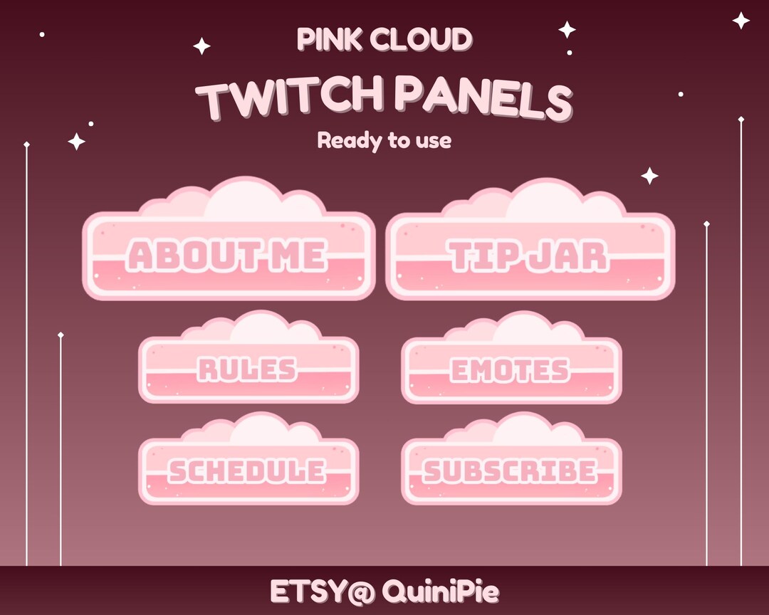 Pink Twitch Panels Cloud Twitch Panels Pastel Streamer Panels Pink Cloud Twitch Panels for ...