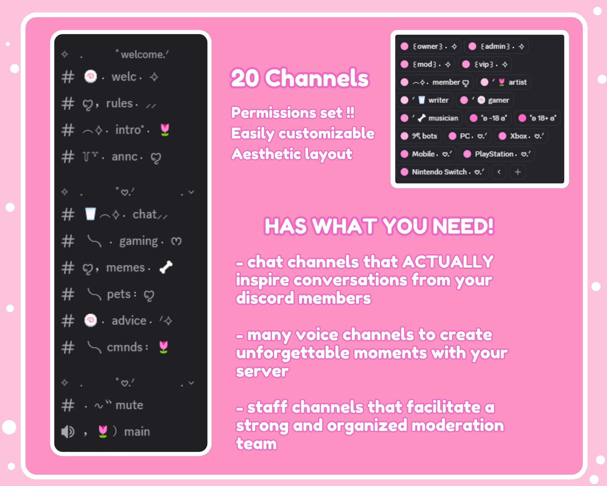 Cute Discord Server Template Kawaii Starter Discord Template Simple ...