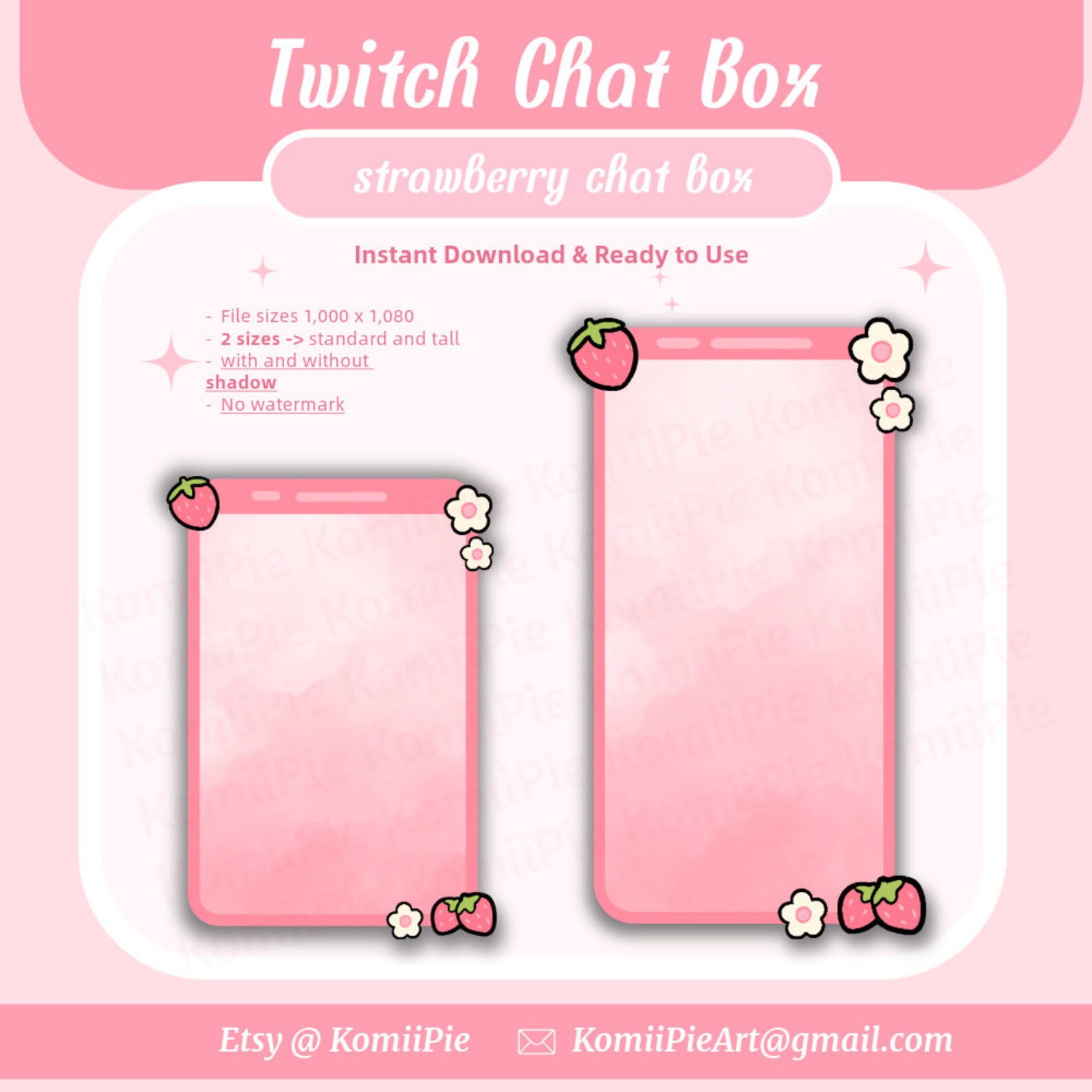 Cute Twitch Chat Box Widget Strawberry Chat Box on Screen Chat Widget ...