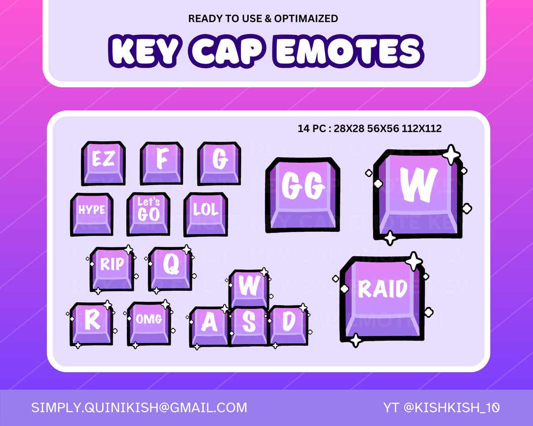 Key Cap Emotes for Gamers Keyboard Buttons Twitch Text Emotes With ...