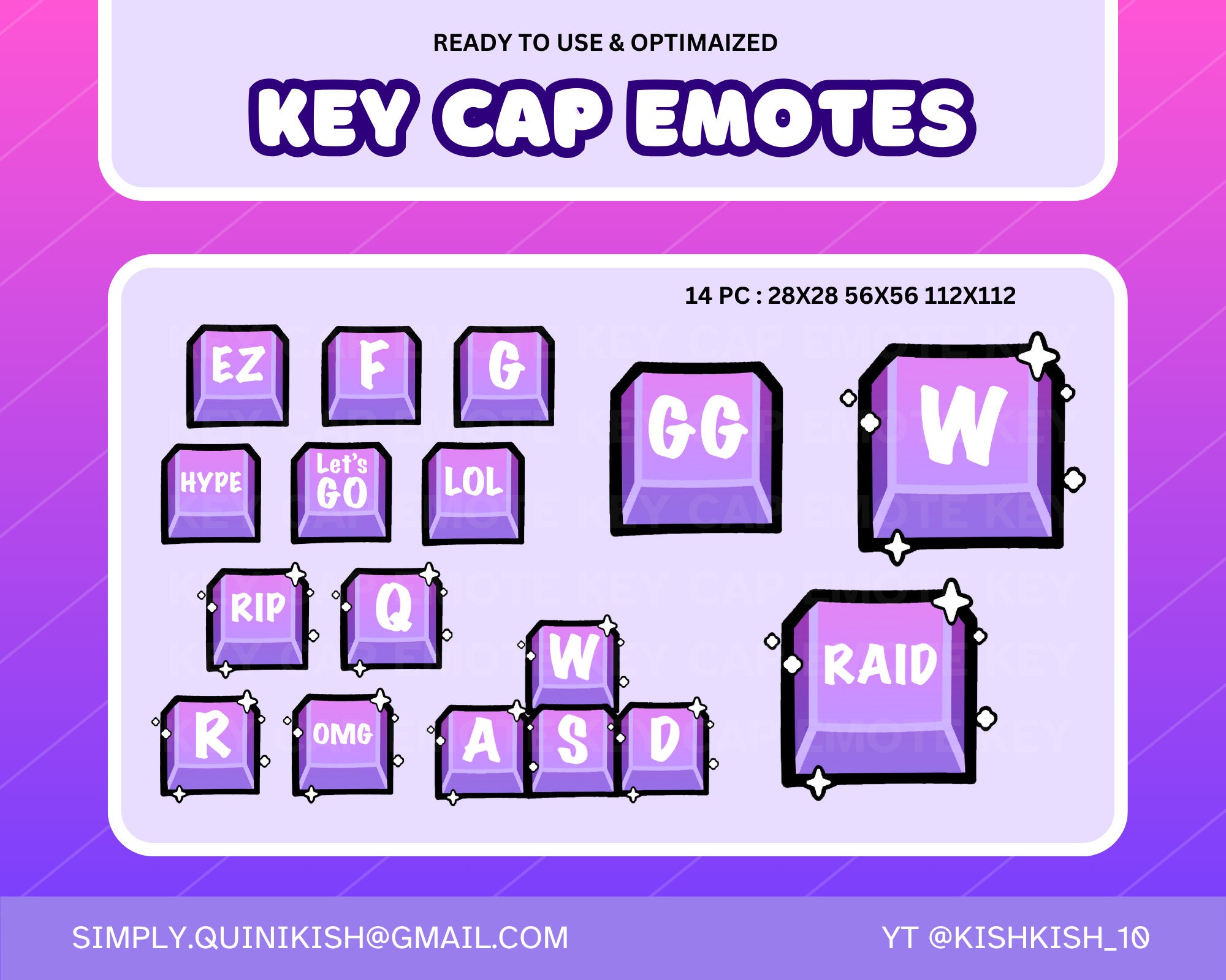 Key Cap Emotes for Gamers Keyboard Buttons Twitch Text Emotes With ...