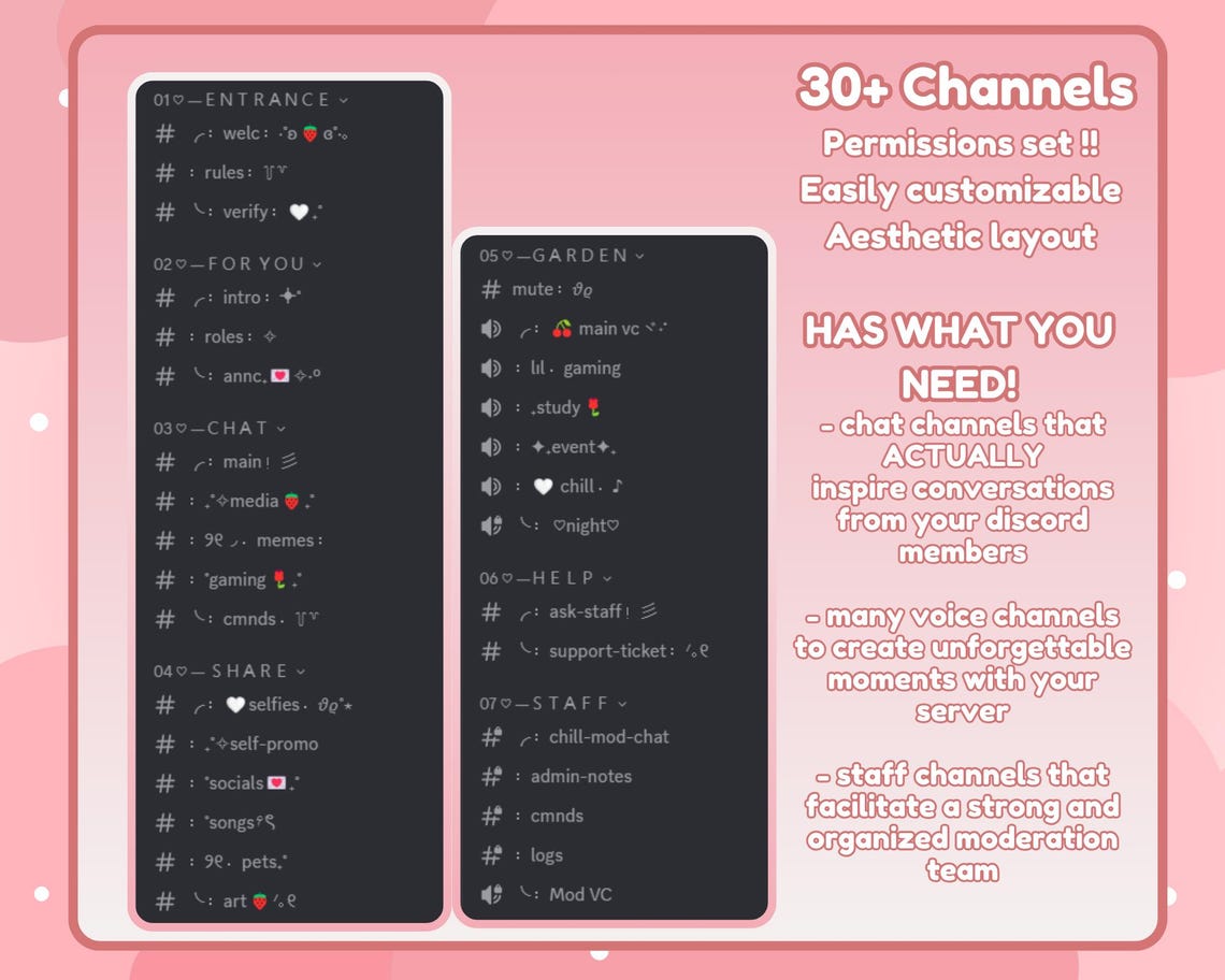 Pink Discord Server Template Cute Simple Community Discord Templates ...