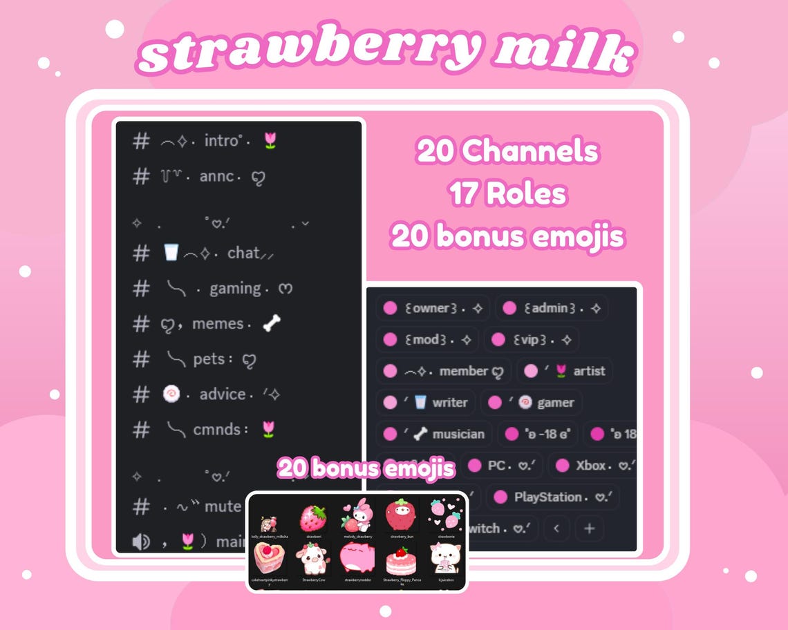 Cute Discord Server Template Kawaii Starter Discord Template Simple ...