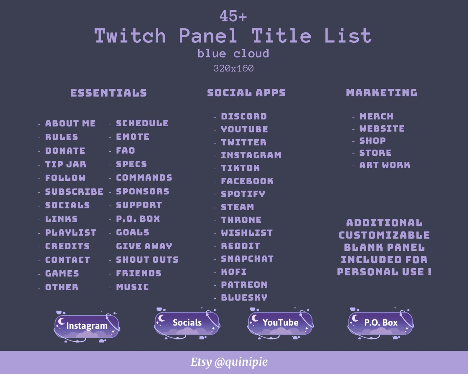 Purple Twitch Panels and Banners Dark Cosmic Theme Streamer Assets ...