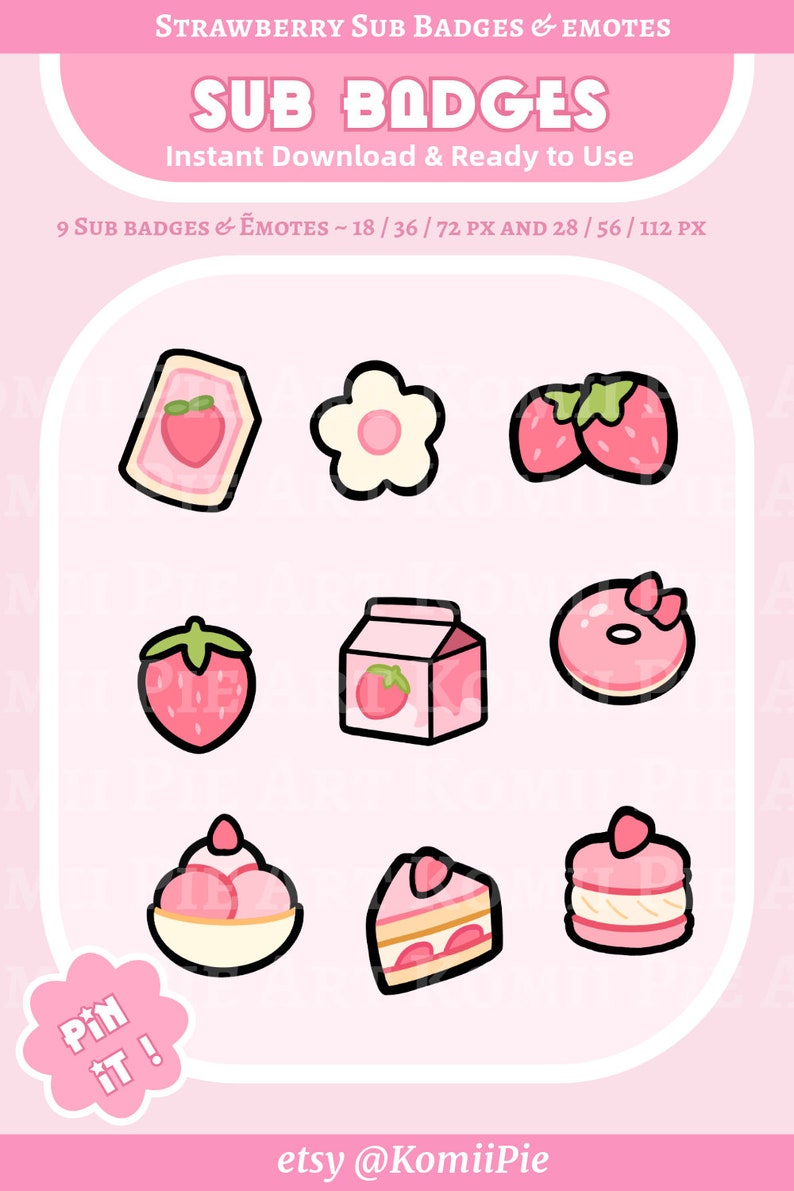 Cherry Blossom Emotes Twitch Subbadges Sakura Twitch Badges Strawberry ...