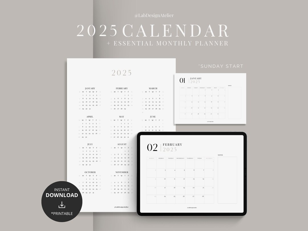 Kalender 2025, Zondag Start, Digitale Gedateerde Planner, Afdrukbaar ...