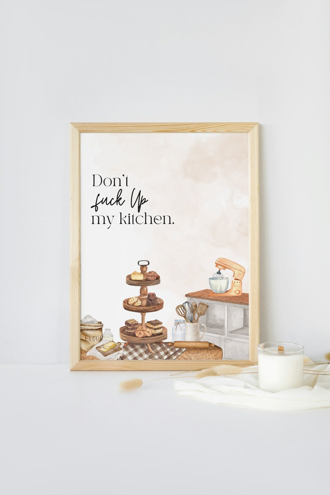 Rustic Funny Kitchen Wall Art Print, Watercolor Funny Quote Kitchen ...