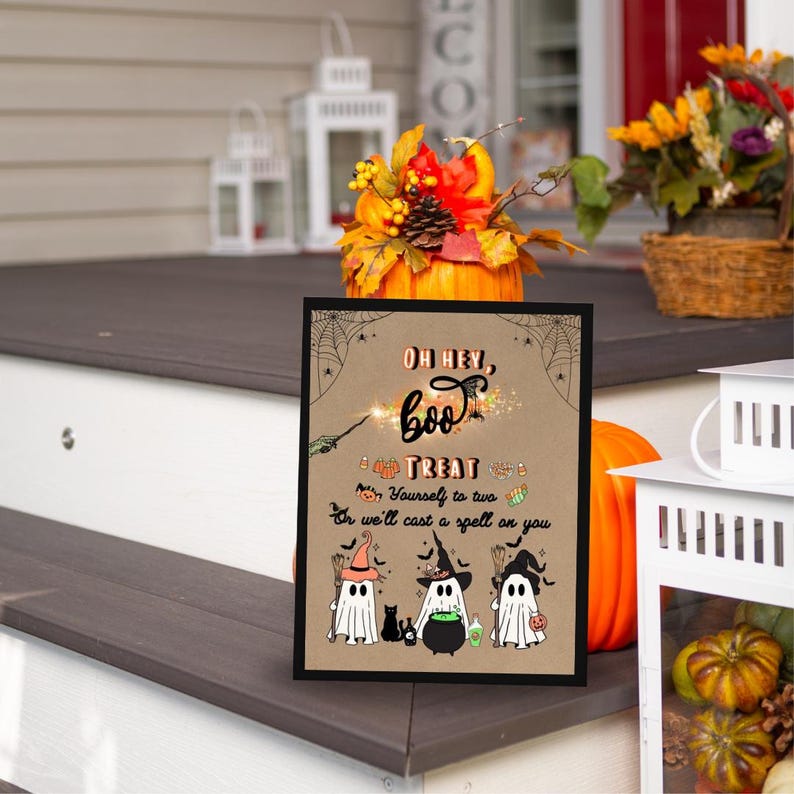 Trick or Treat Printable Sign, Trick or Treat Instruction Print ...