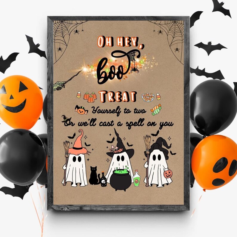 Trick or Treat Printable Sign, Trick or Treat Instruction Print ...