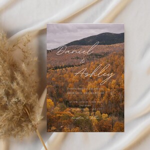 Fall Editable Wedding Invitation Template, Fall Forest Wedding, Wedding Invitation, Mountain ...