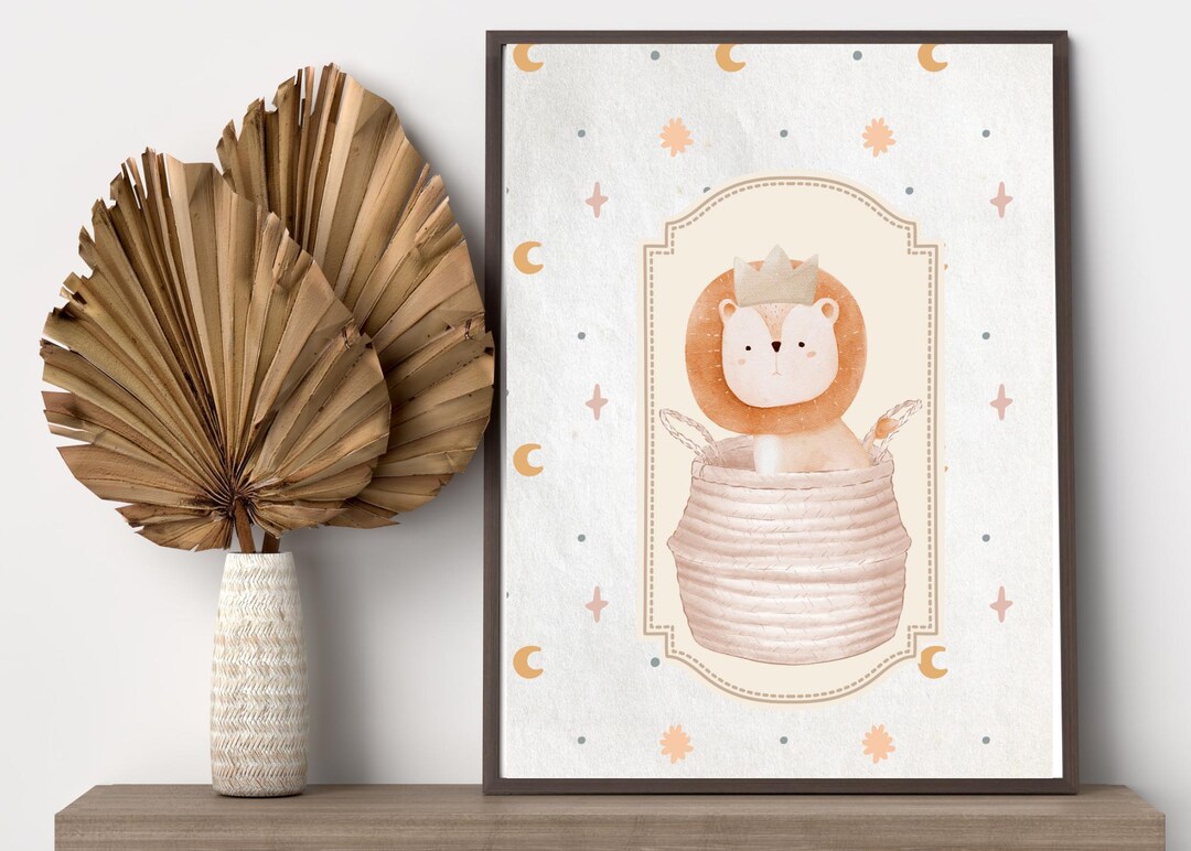 Boho Lion Nursery Wall Art Print, Gender Neutral Boho Theme Nursery ...