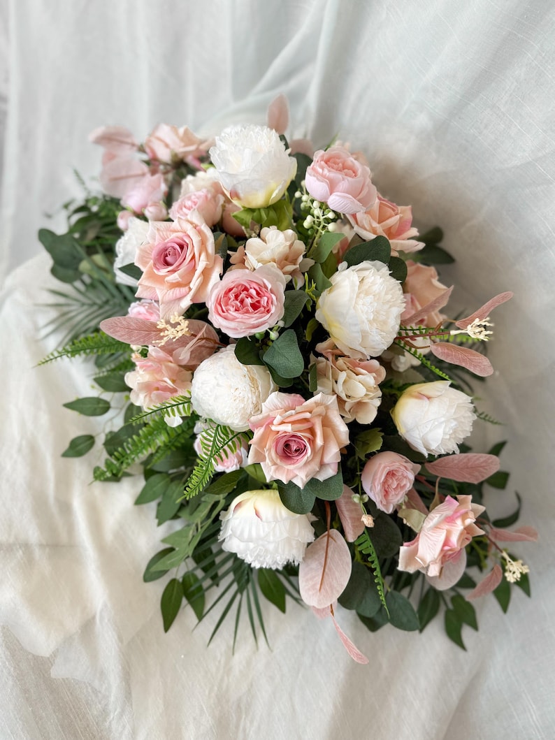 Memorial Pink Flower Arrangement, Elegant Funeral Decoration, Pink Silk ...