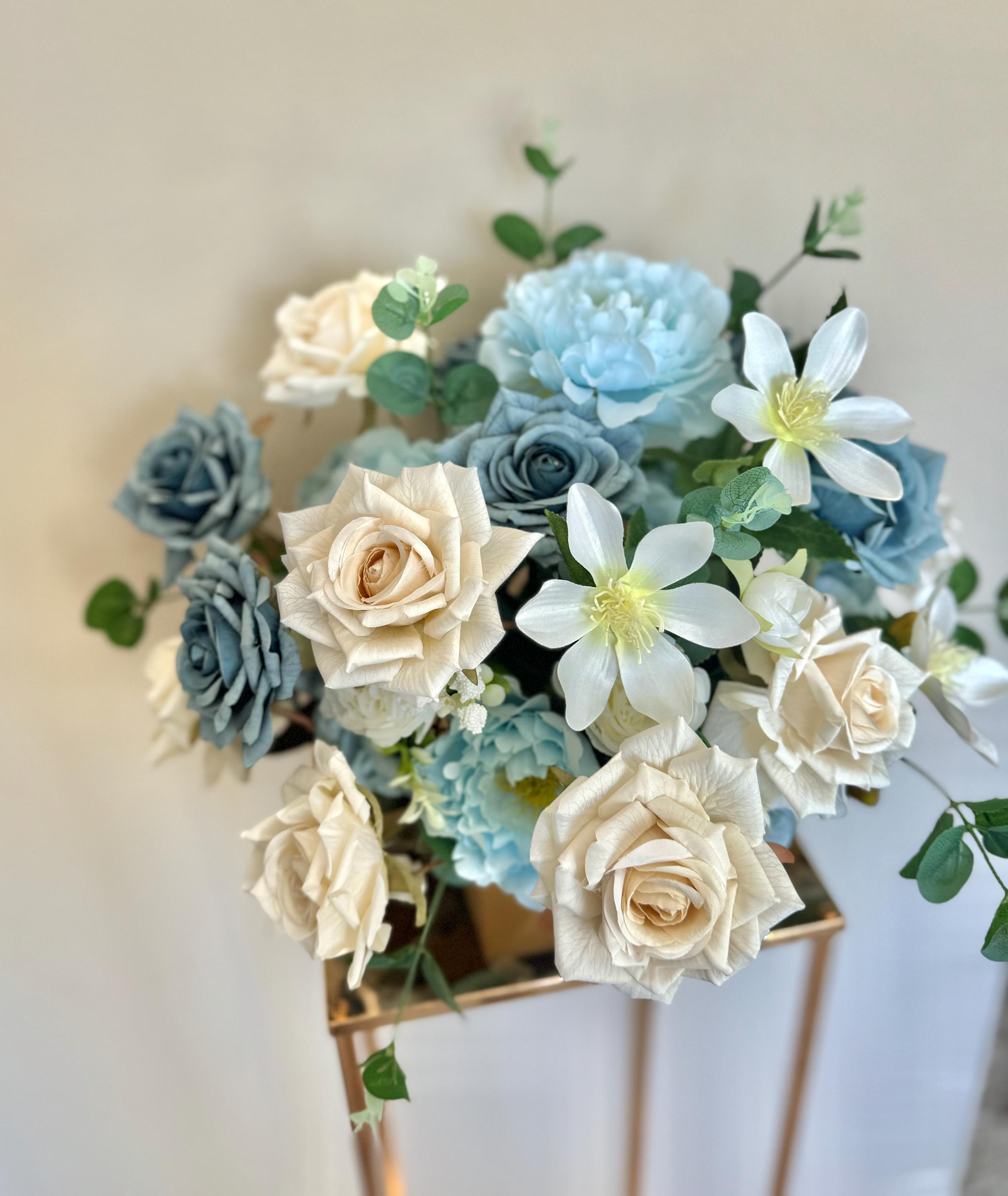 Dusty Blue Wedding Arch Flowers – Silk Swag Garland & Aisle Decor With ...