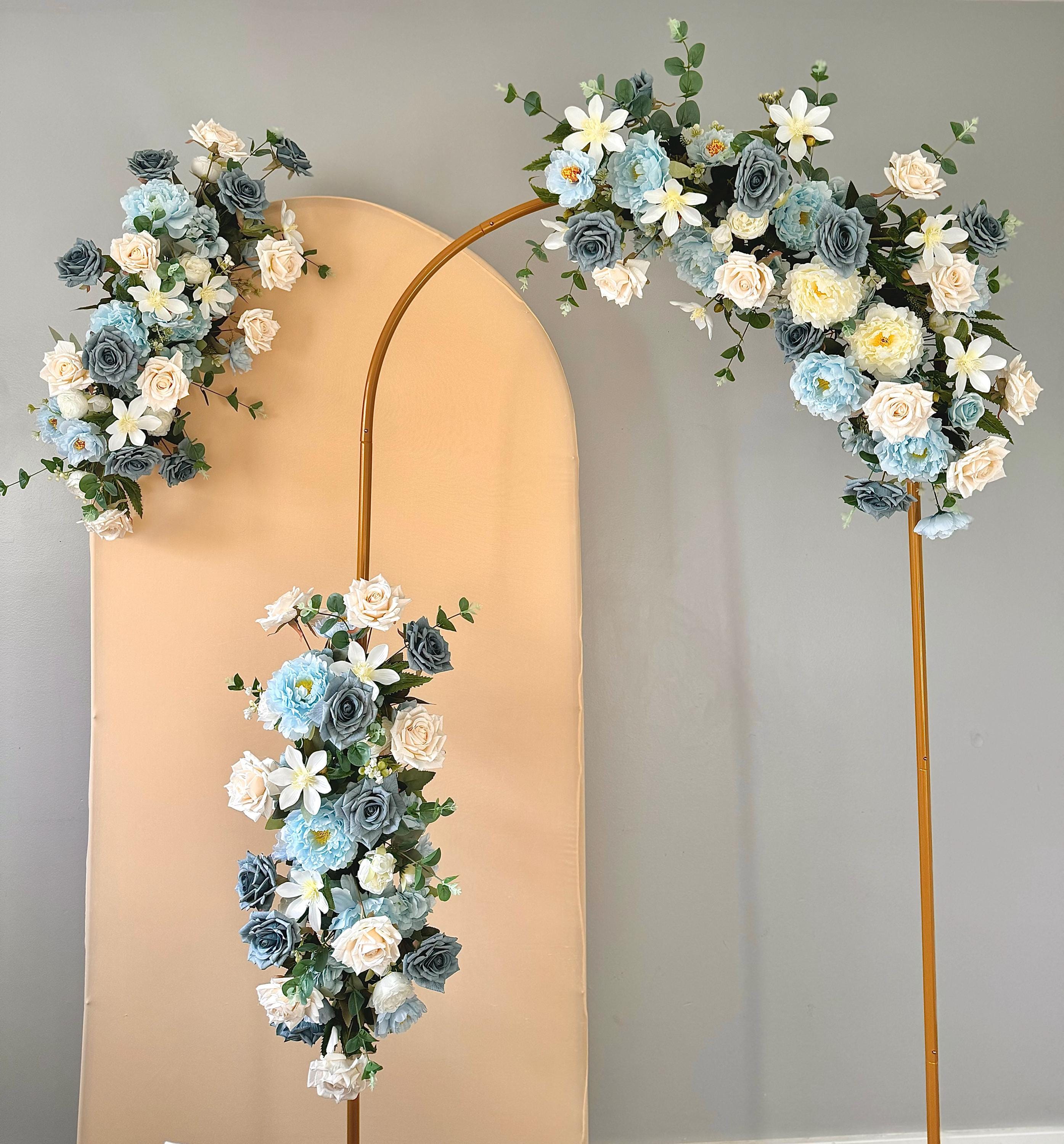 Dusty Blue Wedding Arch Flower Decor, Floral Ceremony Arrangements ...