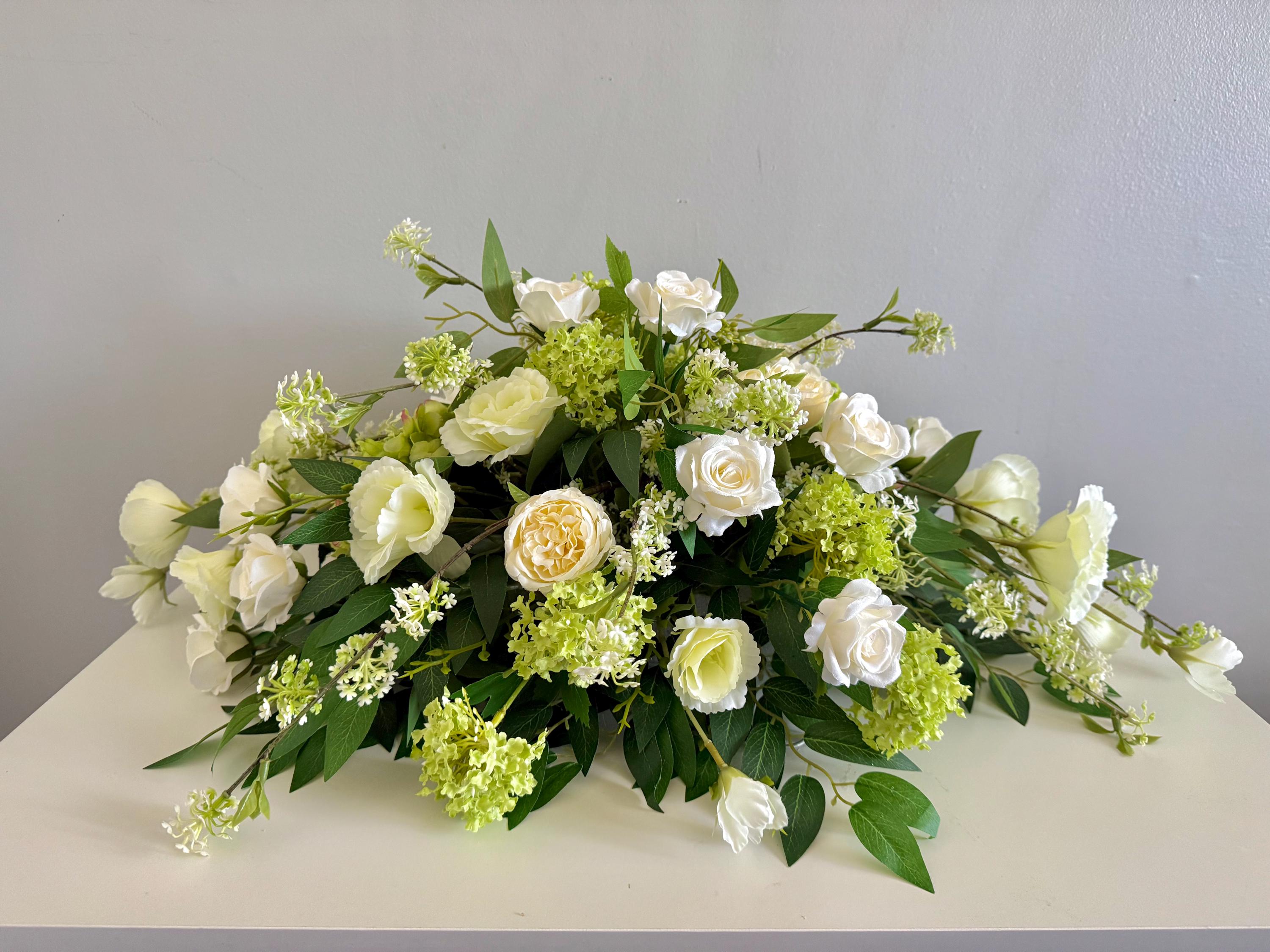 Funeral Faux Arrangement, Grave Flowers, Greenery and Flowers, Cemetery ...
