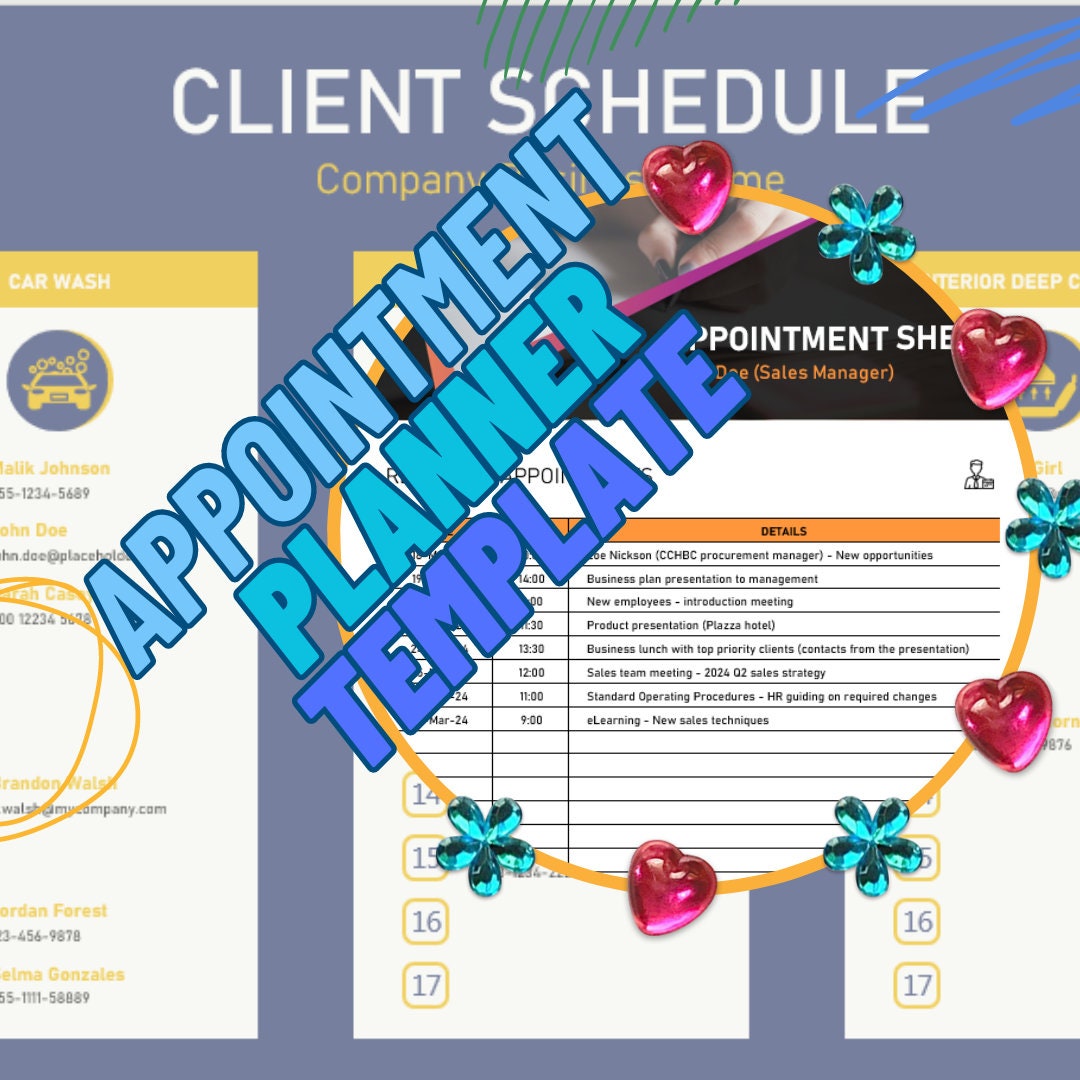 Printable Appointment Schedule and Calendar Appointment Planner ...