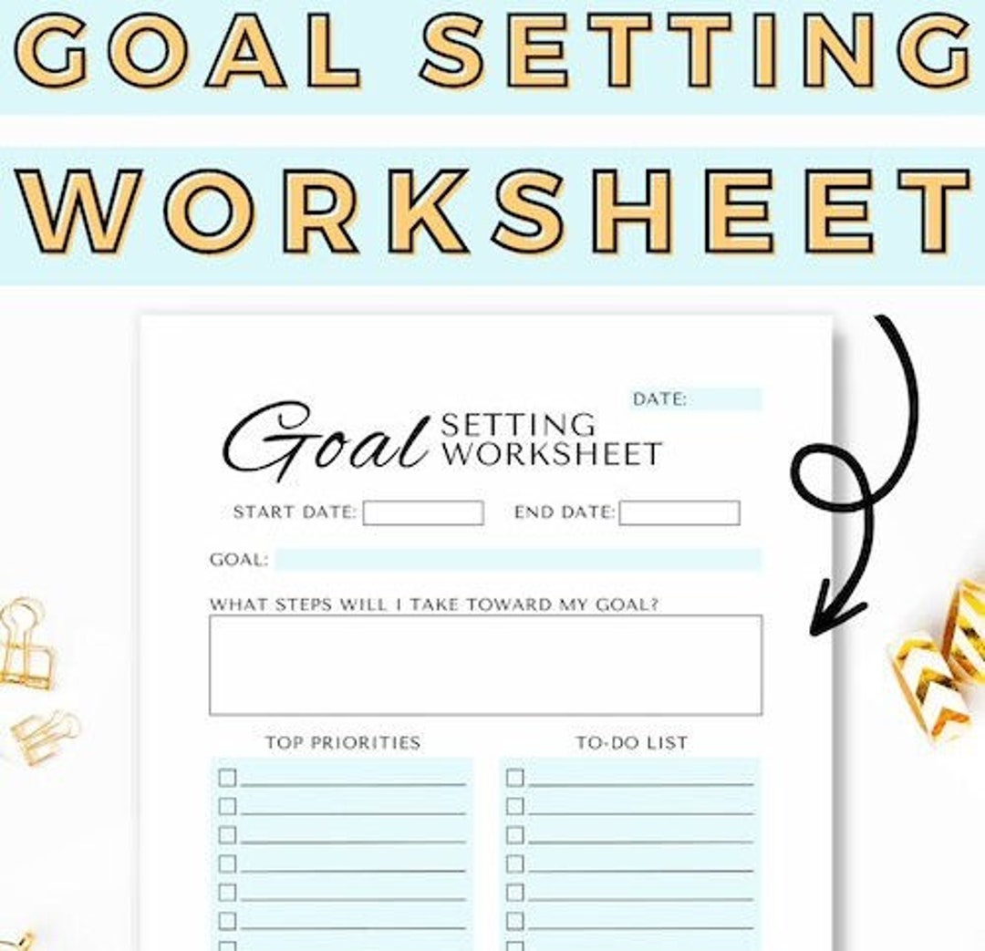Printable Goal Setting Worksheet Achieving Dreams Notebook Goal Tracker ...