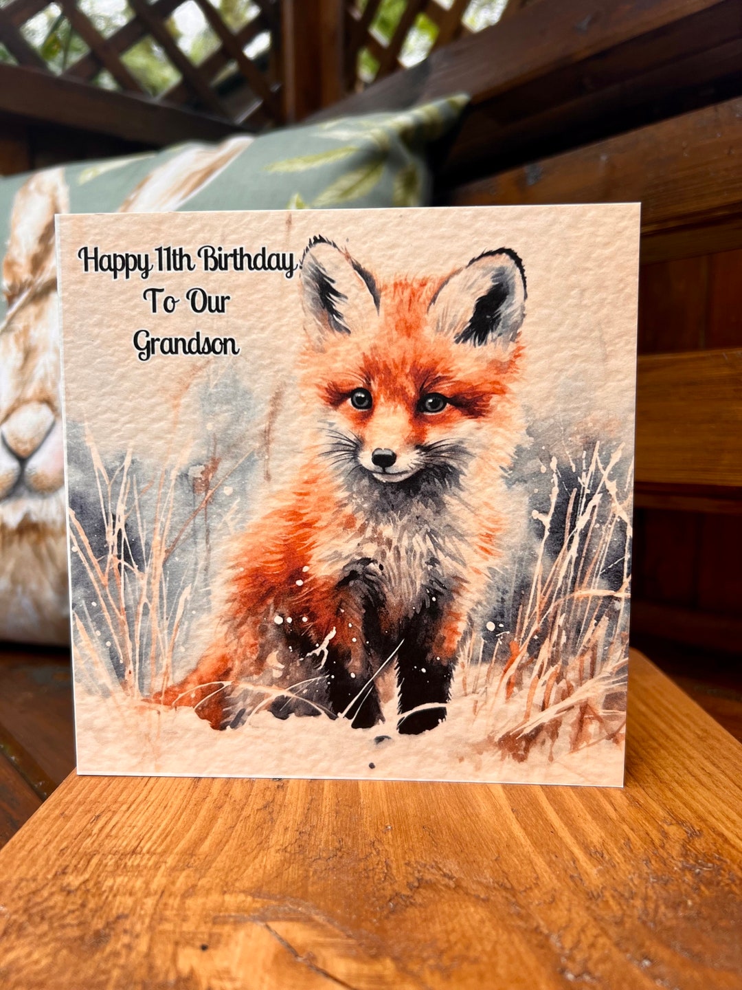 Fox Birthday Card Personalised Name Card Fox Card Birthday Card ...
