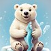 Polar Bear Cub With His Fish - Etsy