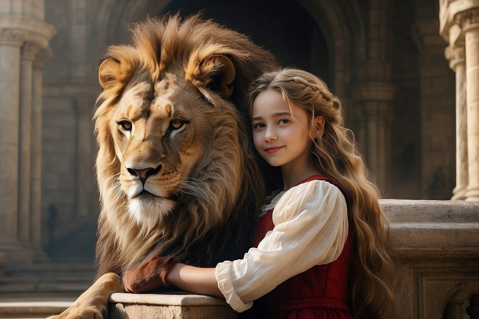 Narnia - Aslan With Lucy at Cair Paravel - Etsy