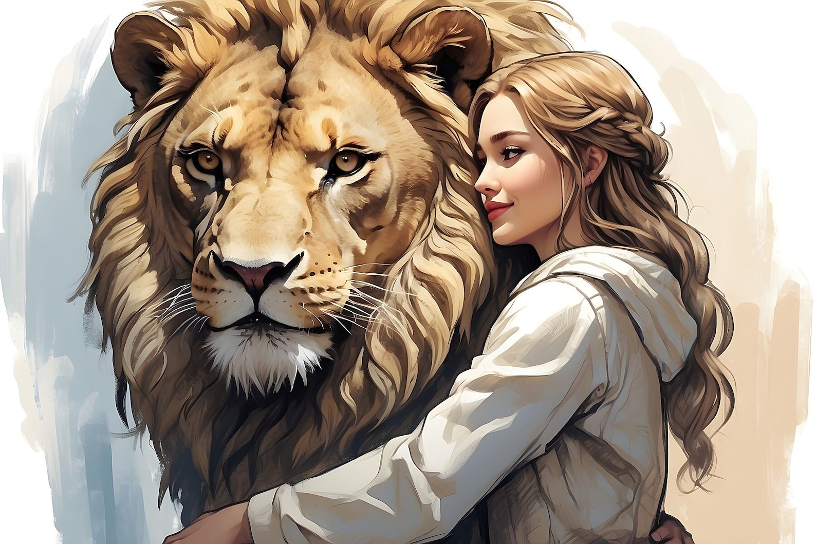 Lucy and Aslan of Narnia A4 Print - Etsy