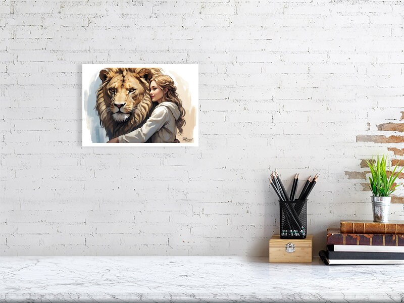 Lucy and Aslan of Narnia A4 Print - Etsy
