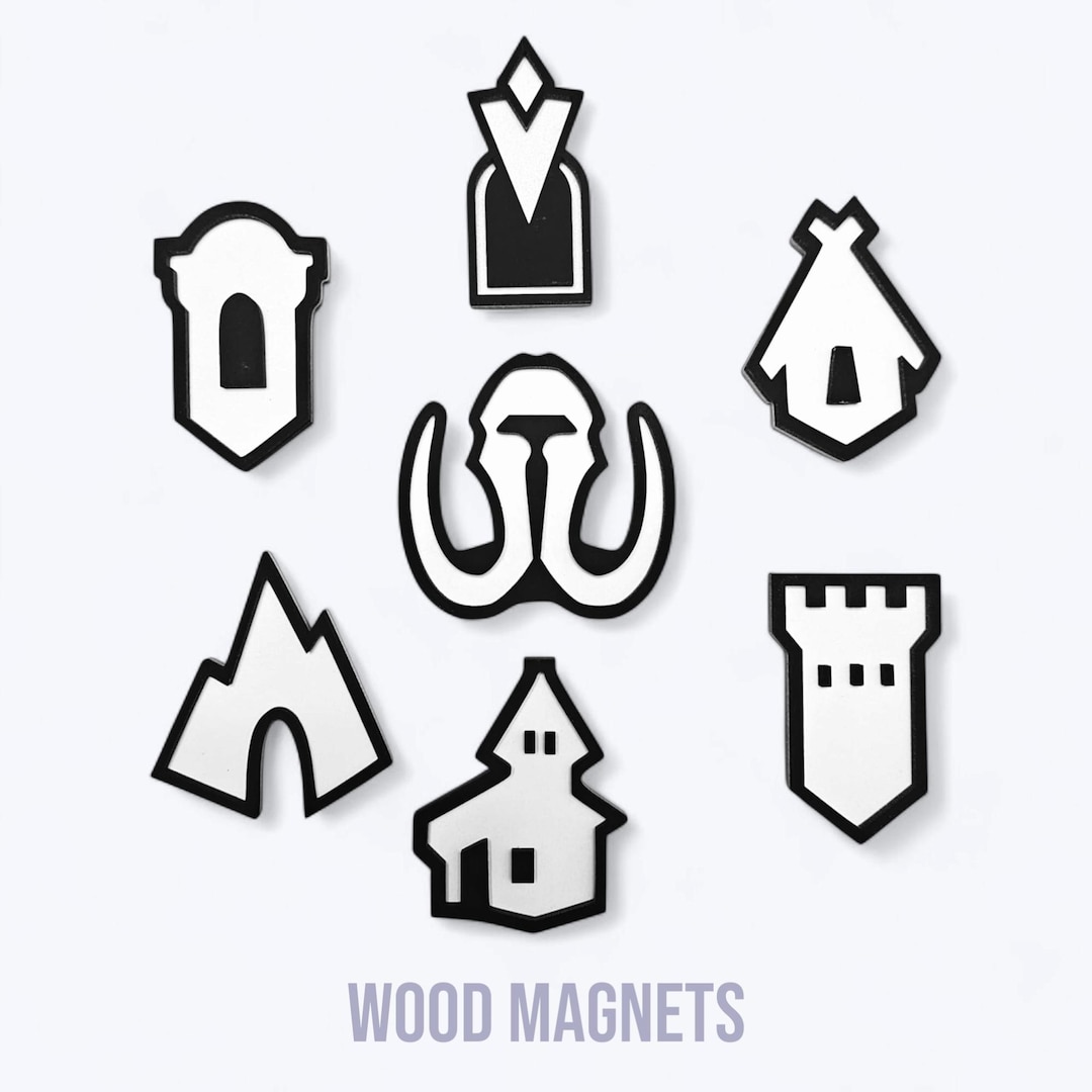 Skyrim Inspired Wooden Magnets | Waypoint, Fort, Dwemer, Cave & More ...