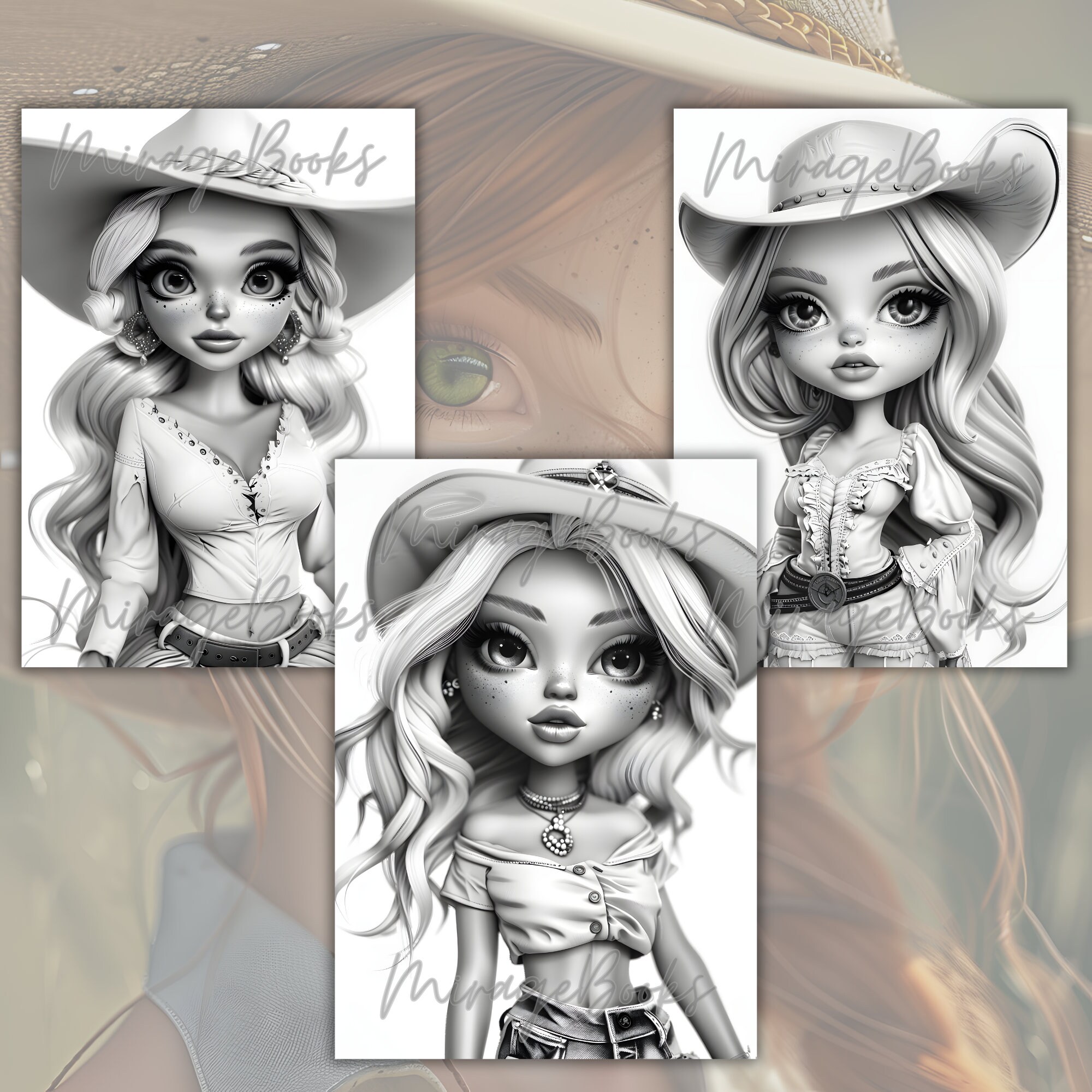 Glam Country Baby Grayscale Coloring Book, 25 Colouring Pages, Adults ...