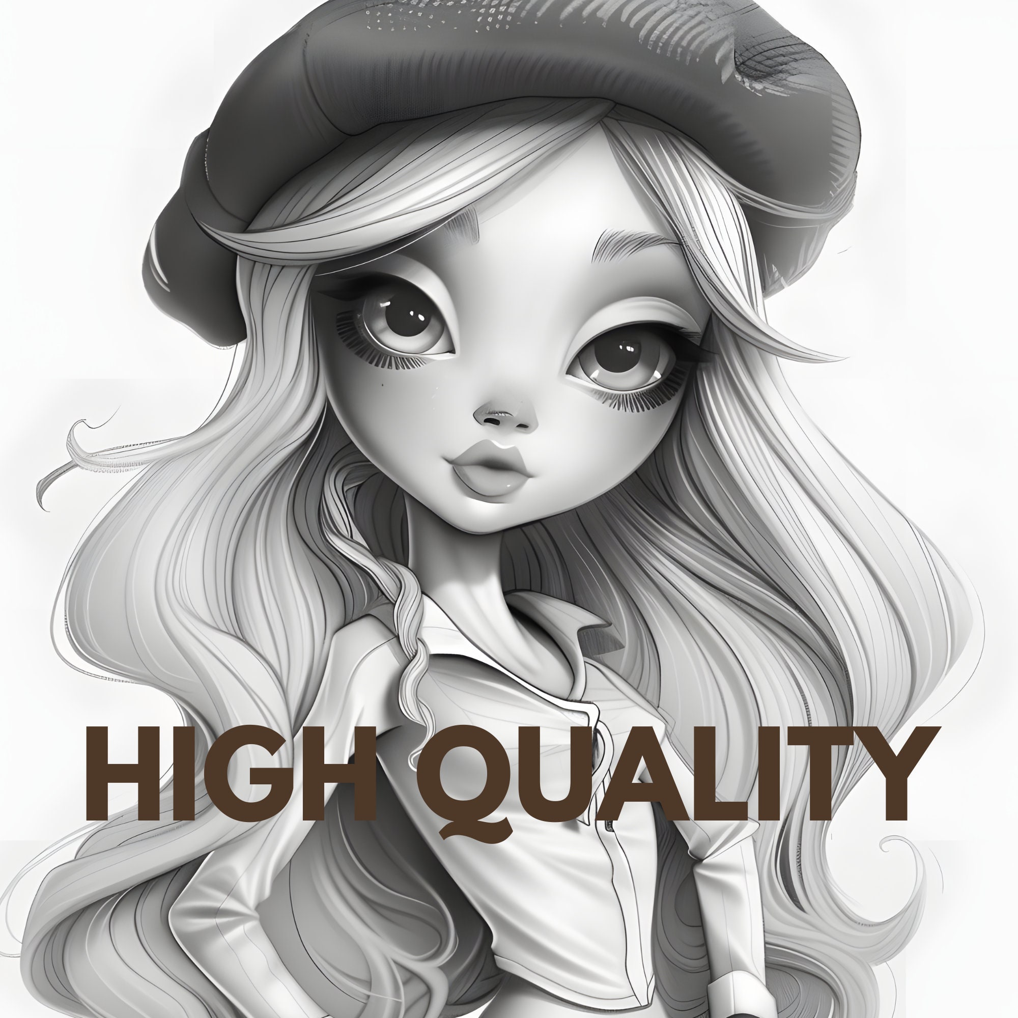 56 French Lady Grayscale Coloring Pages, Woman Coloring Book, Cute ...