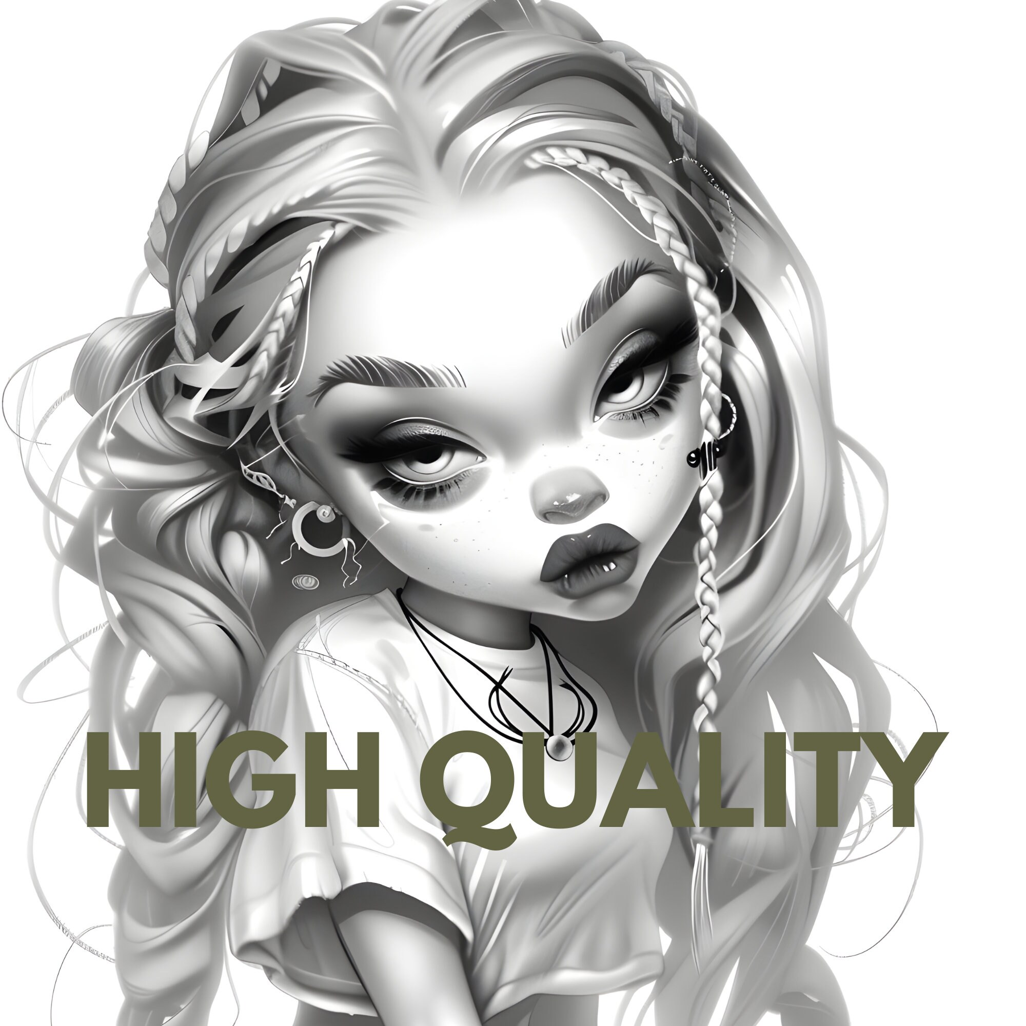 29 Metal Girls Grayscale Coloring Pages, Woman Coloring Book, Cute ...