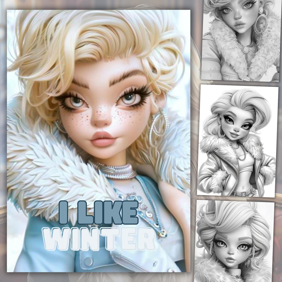 42 I Like Winter Grayscale Coloring Pages, Woman Coloring Book, Cute ...